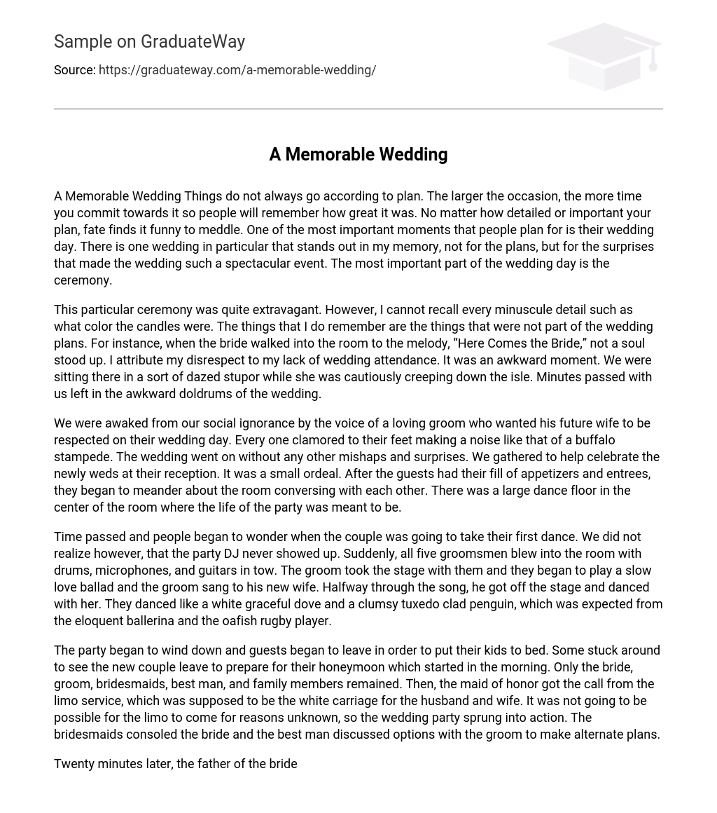  A Memorable Wedding Narrative Essay Essay Example GraduateWay