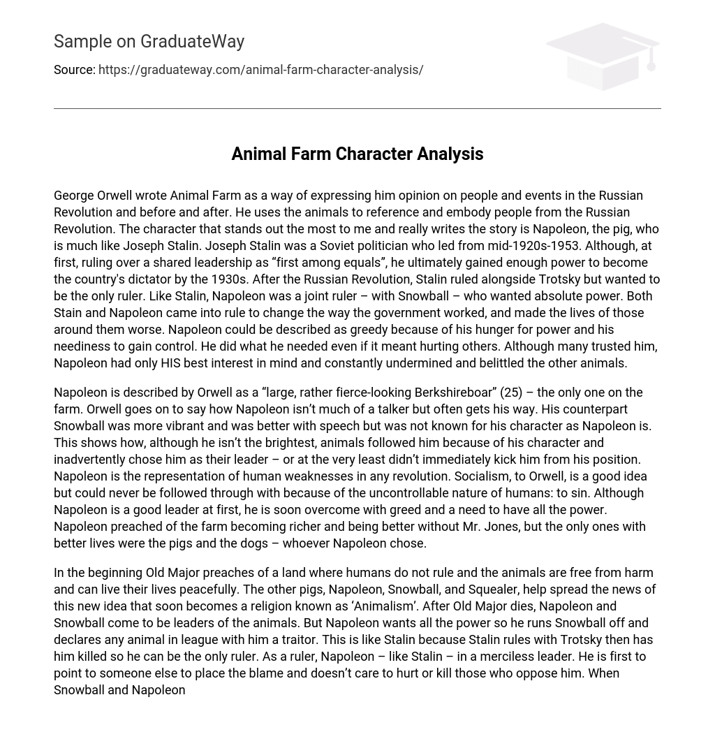  Animal Farm Character Analysis Essay Example GraduateWay