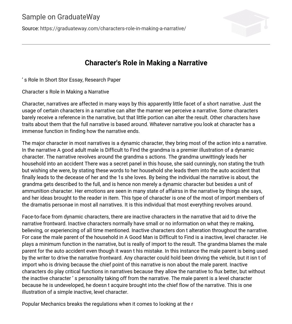  Character s Role In Making A Narrative Essay Example GraduateWay