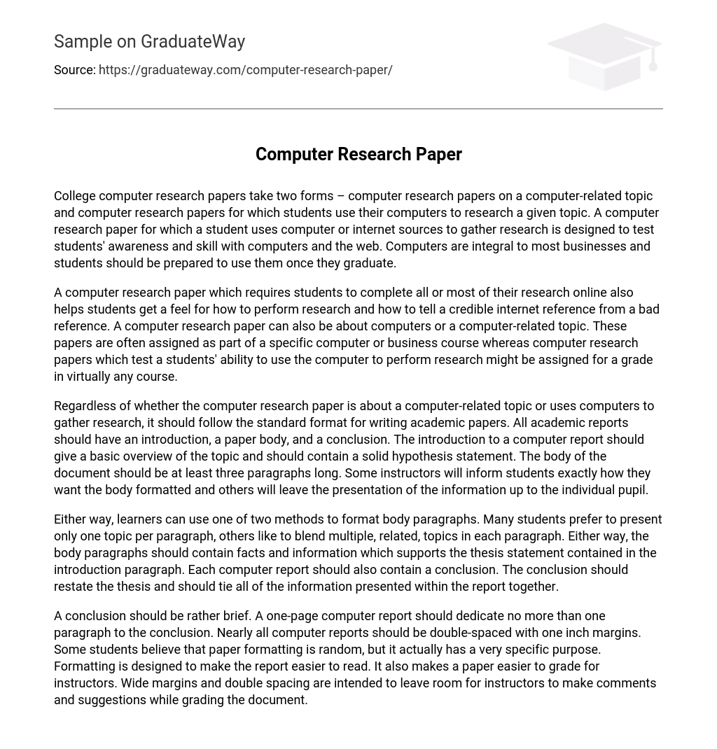  Computer Research Paper Essay Example GraduateWay