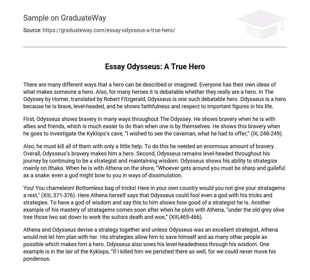  Essay Odysseus A True Hero Essay Example GraduateWay