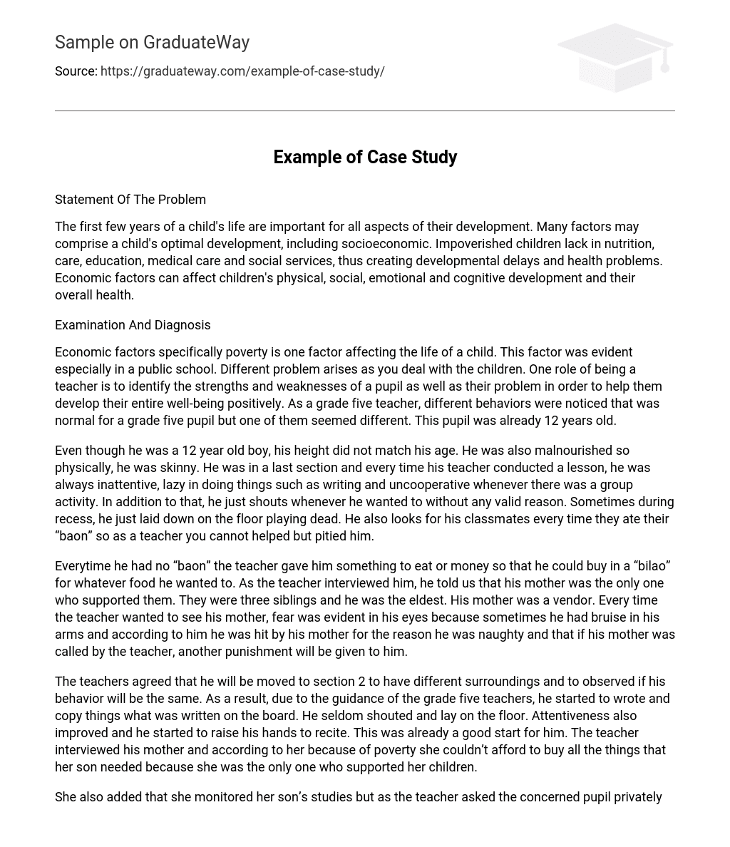 Example Of Case Study 720 Words Free Essay Example On GraduateWay