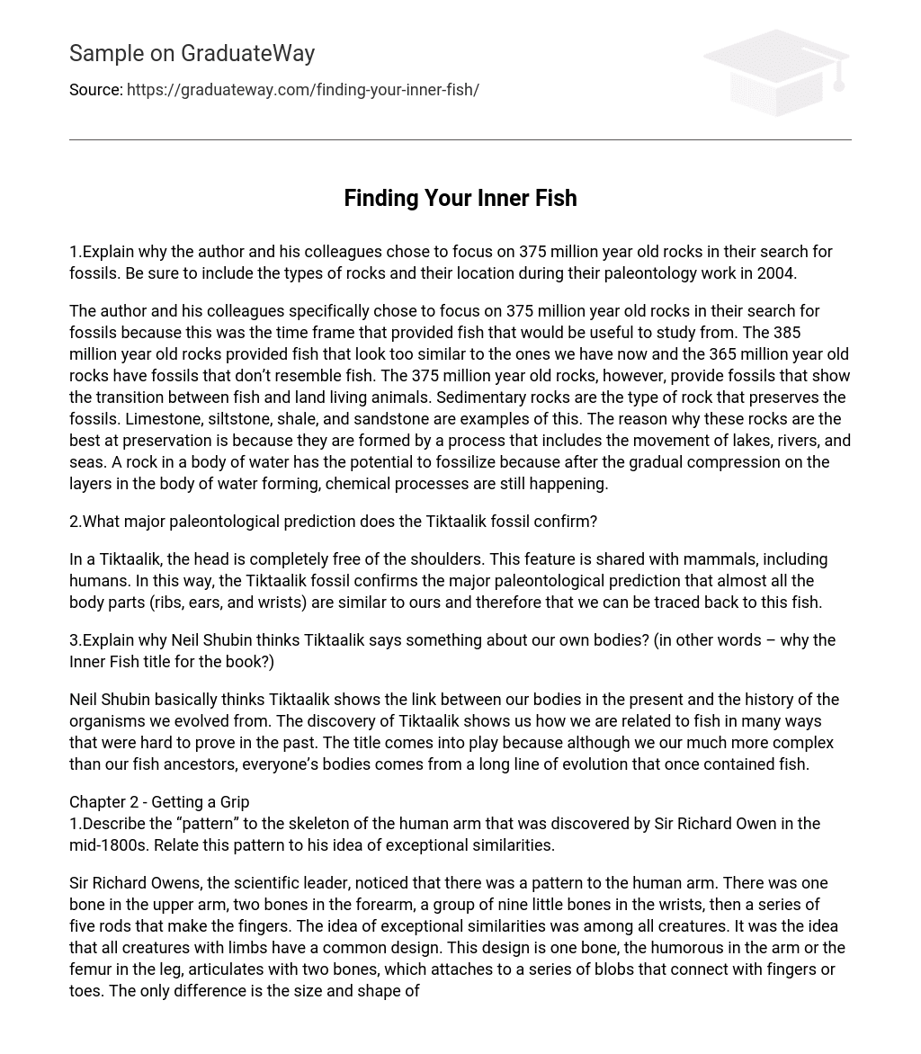Finding Your Inner Fish Free Essay Example 3785 Words GraduateWay