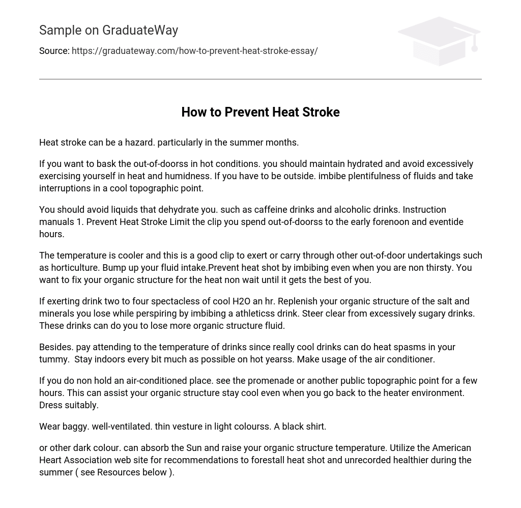  How To Prevent Heat Stroke Essay Example GraduateWay