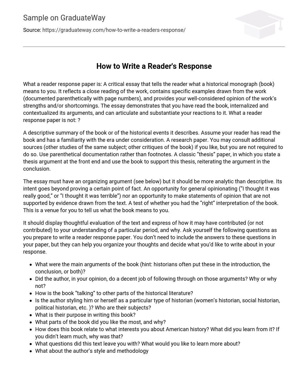 How To Write A Reader s Response Example GraduateWay