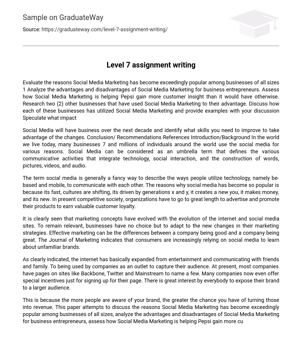  Level 7 Assignment Writing Essay Example GraduateWay