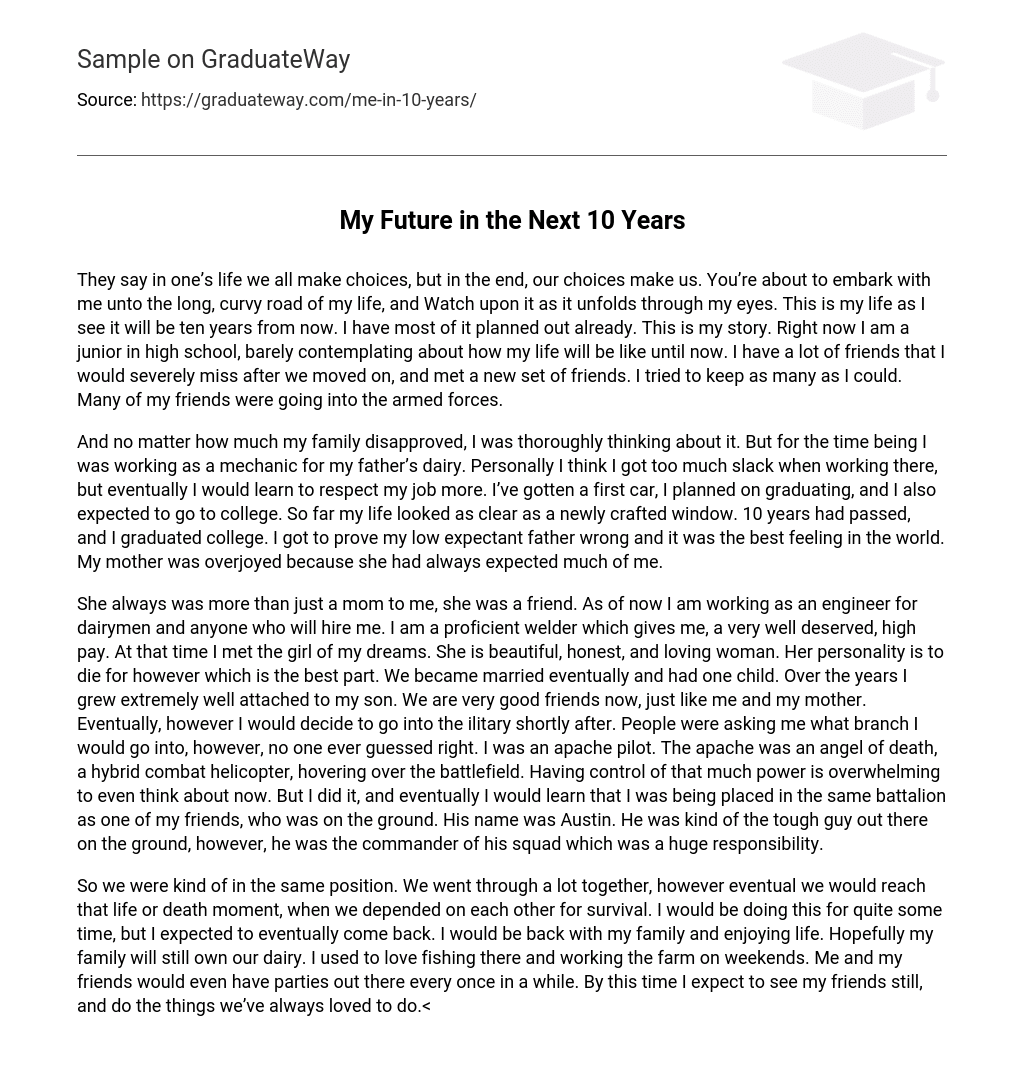  My Future In The Next 10 Years Essay Example GraduateWay