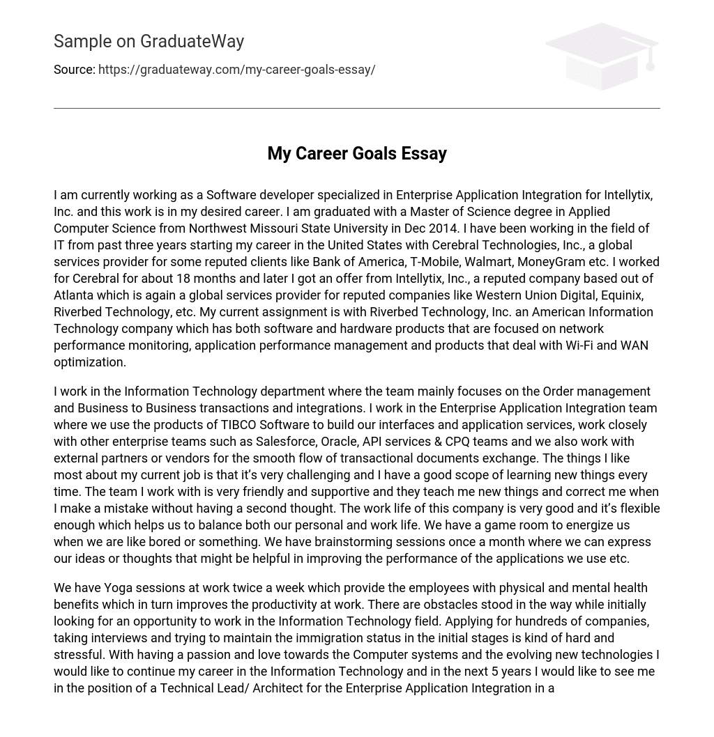 My Career Goals Essay 516 Words Free Essay Example On GraduateWay