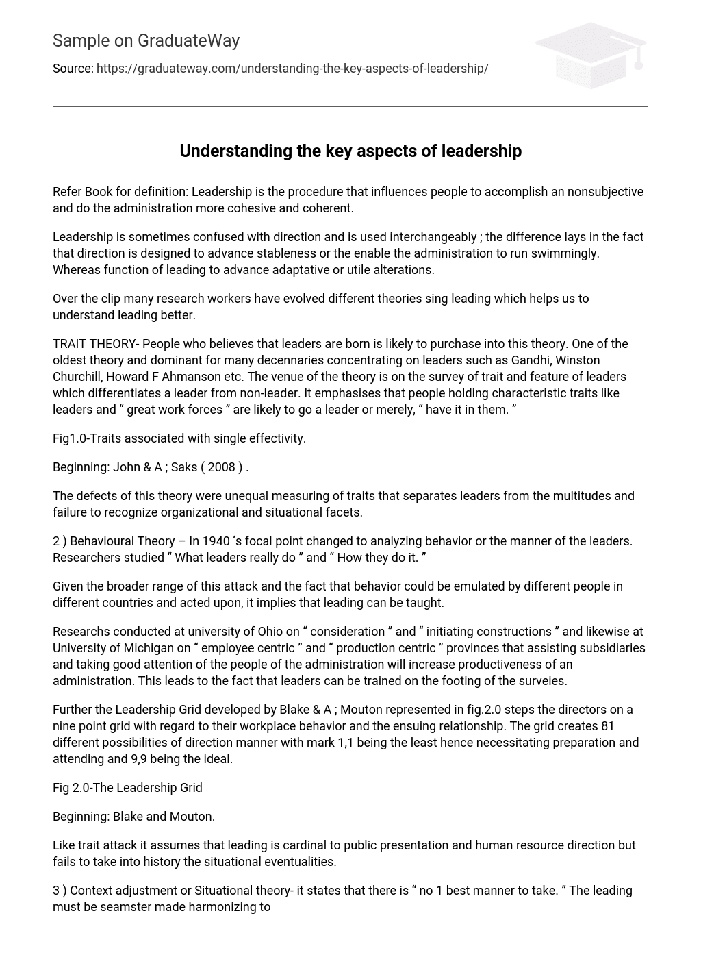  Understanding The Key Aspects Of Leadership Essay Example GraduateWay