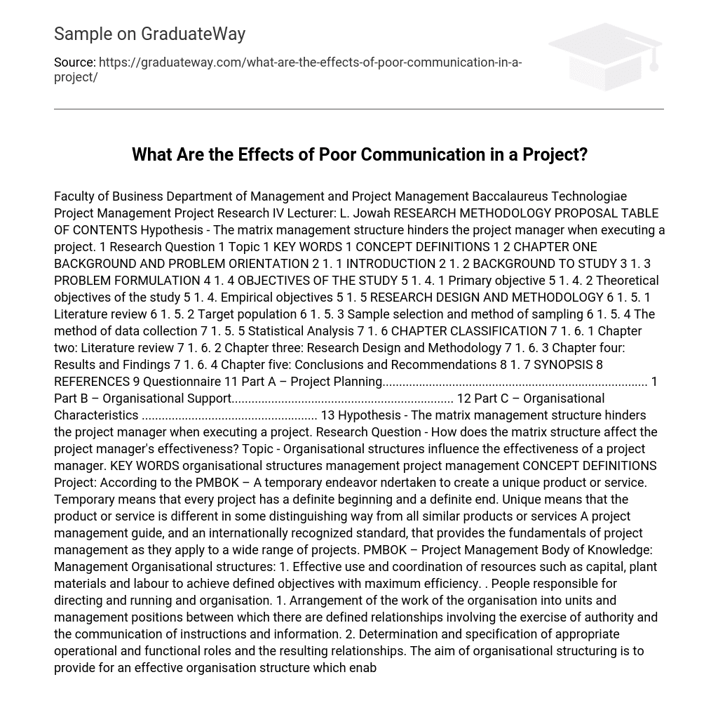  What Are The Effects Of Poor Communication In A Project Essay Example