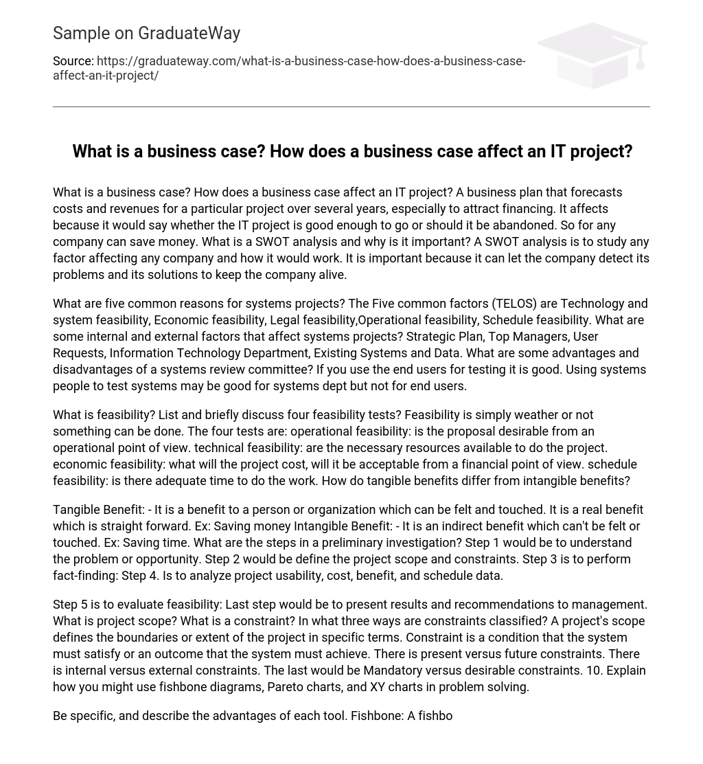 What Is A Business Case How Does A Business Case Affect An IT Project 