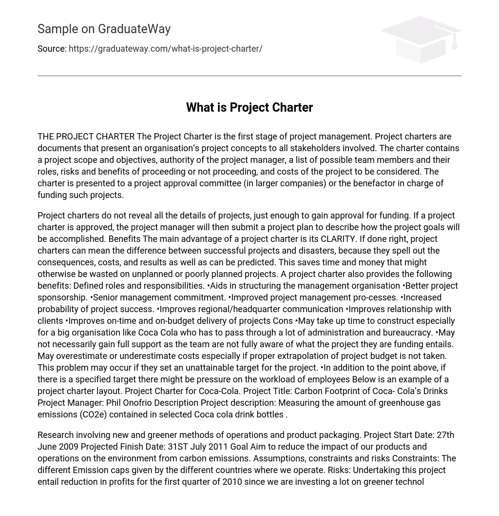 What Is Project Charter Essay Example GraduateWay