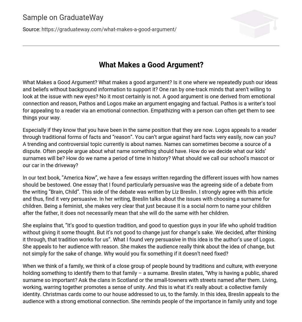  What Makes A Good Argument Essay Example GraduateWay