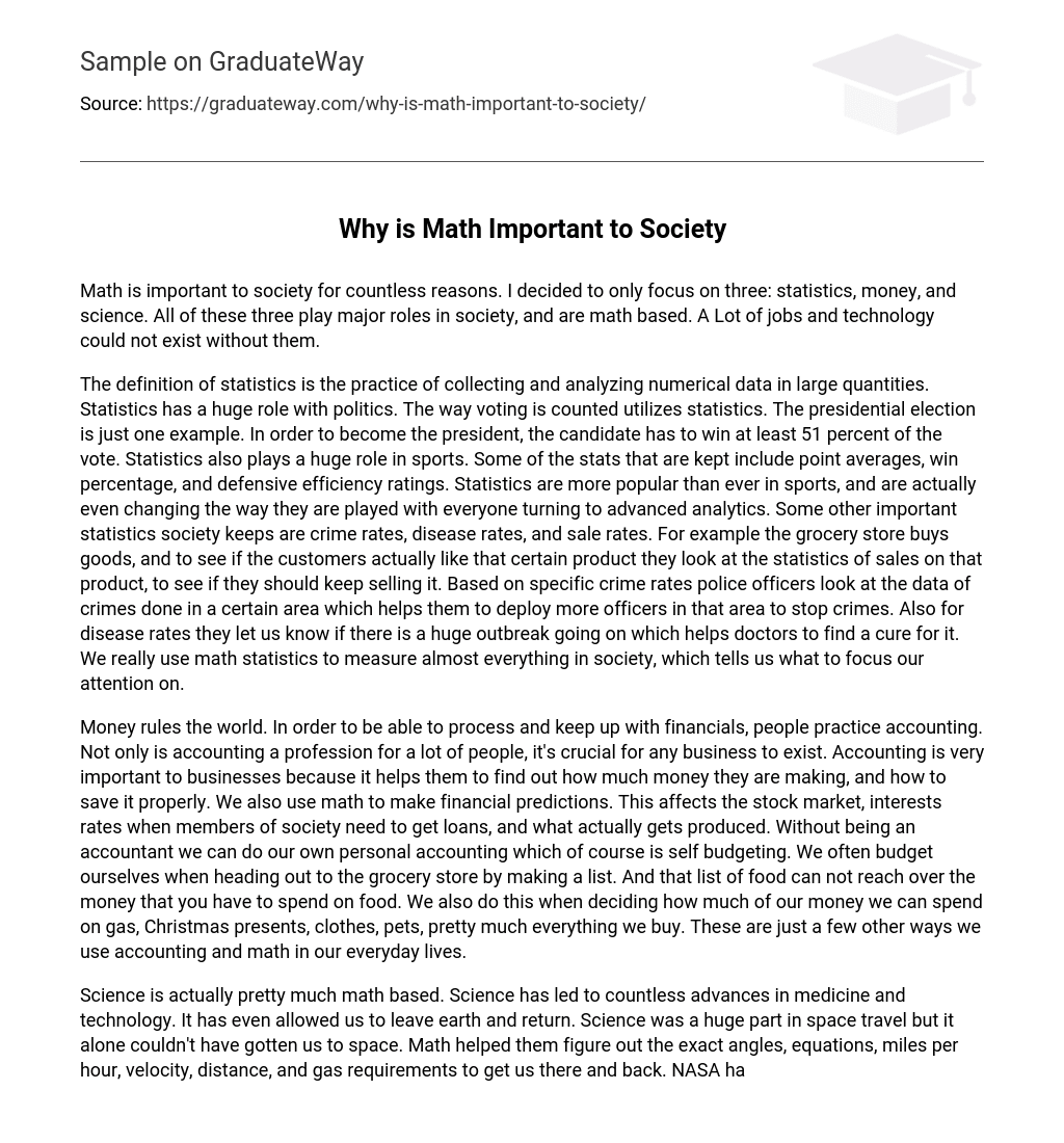 Why Is Math Important To Society Essay Example GraduateWay