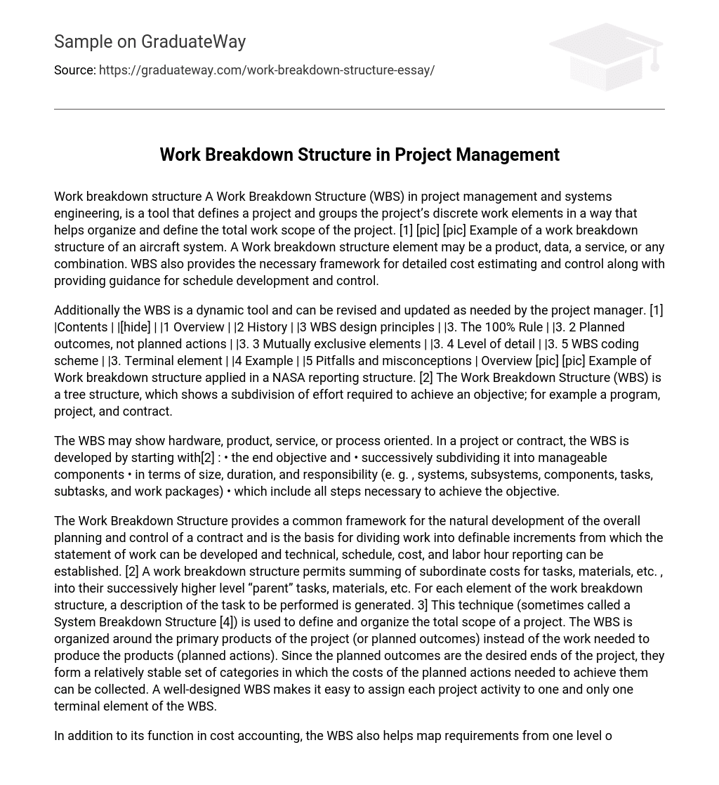  Work Breakdown Structure In Project Management Essay Example GraduateWay